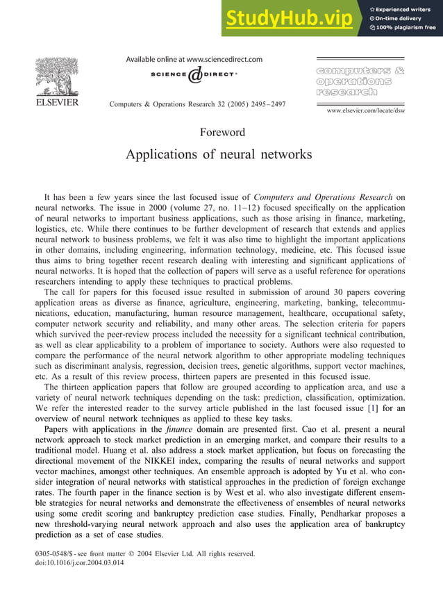 Applications Of Neural Networks | PDF