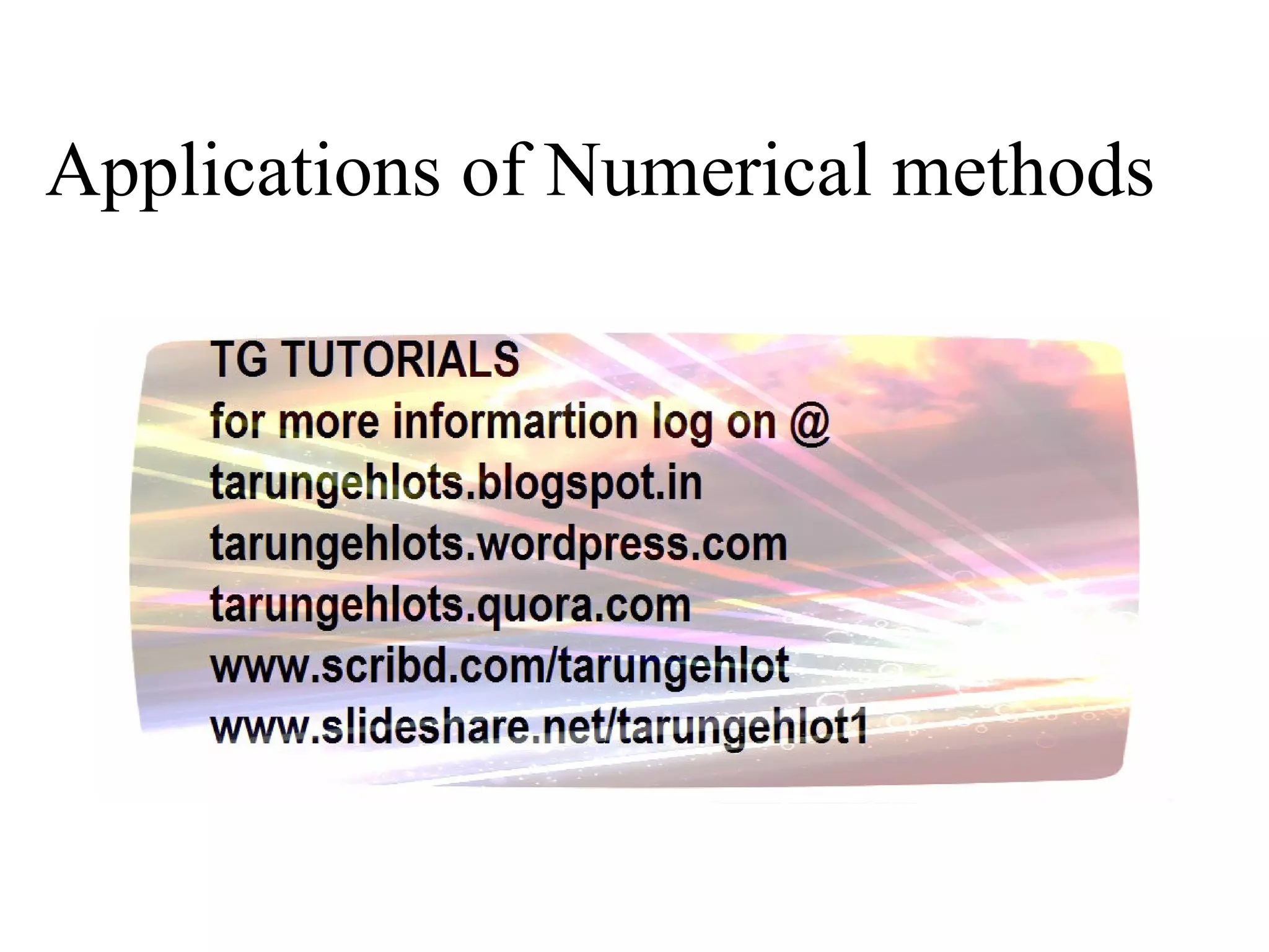 Applications of numerical methods | PPT
