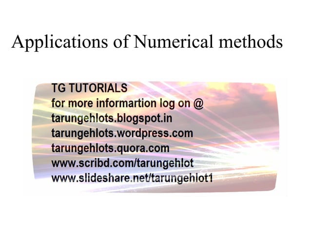 Applications Of Numerical Methods Ppt