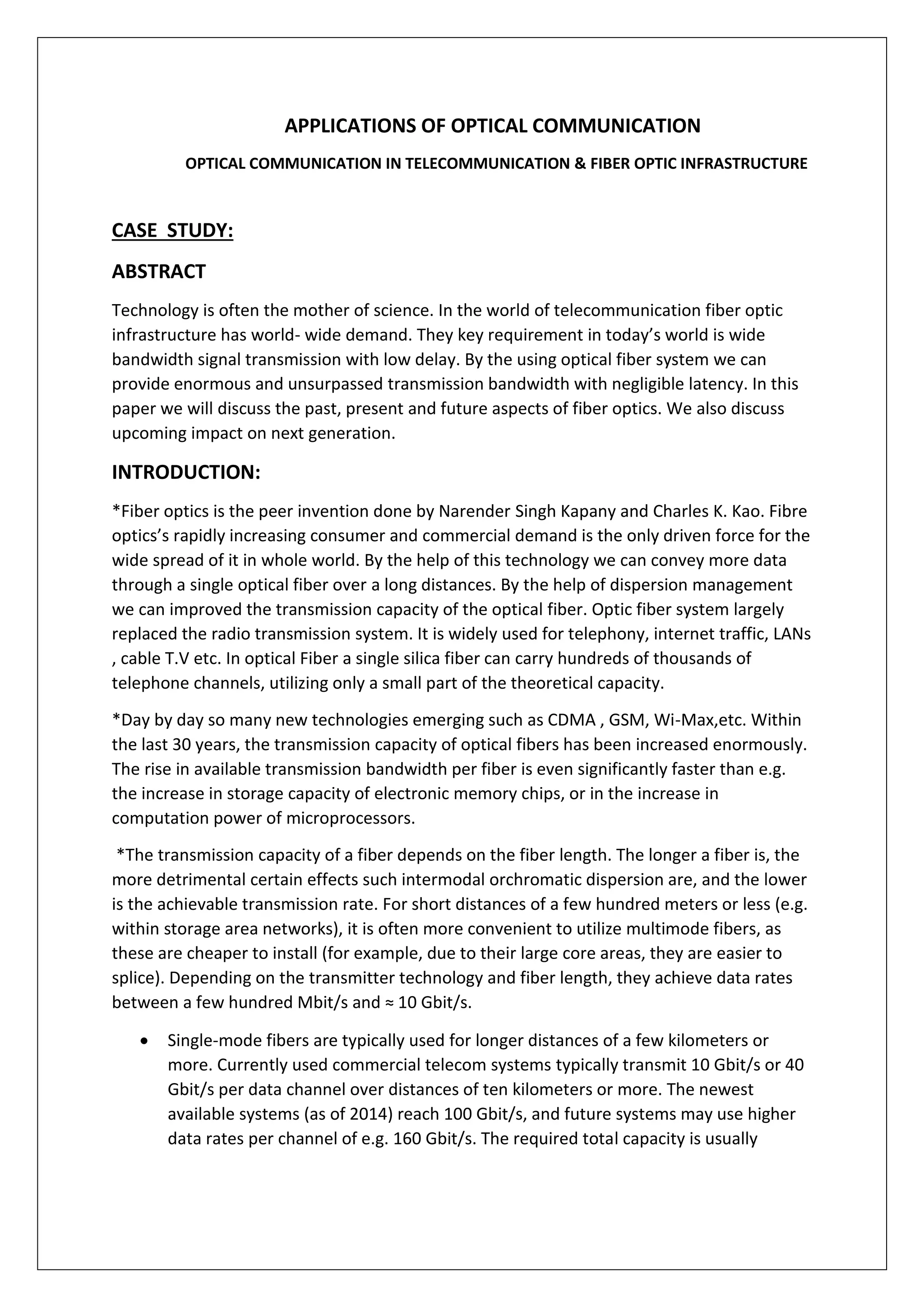 APPLICATIONS OF OPTICAL COMMUNICATION (1).docx