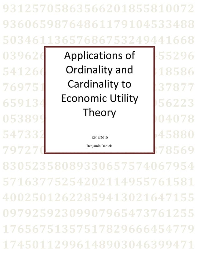 Applications of ordinality and cardinality to economic utility theory | PDF