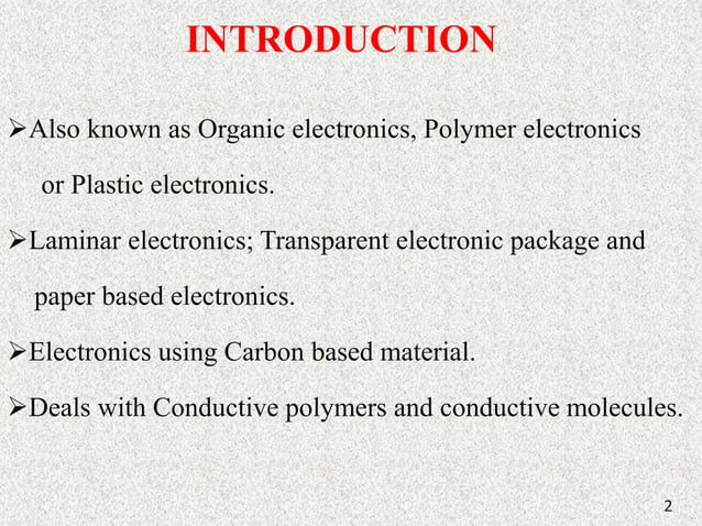 Applications of organic electronics | PPSX | Chemistry | Science