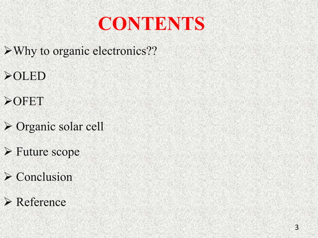 Applications of organic electronics | PPSX | Chemistry | Science