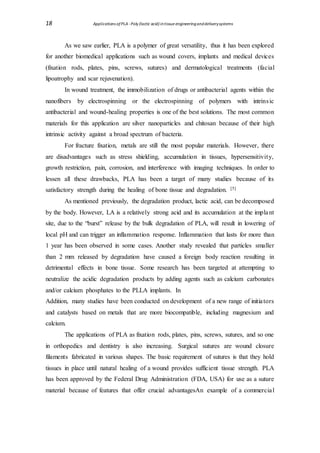 APPLICATIONS OF PLA - POLY (LACTIC ACID) IN TISSUE ENGINEERING AND ...