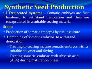 APPLICATIONS OF PLANT TISSUE CULTURE SMG | PPTX