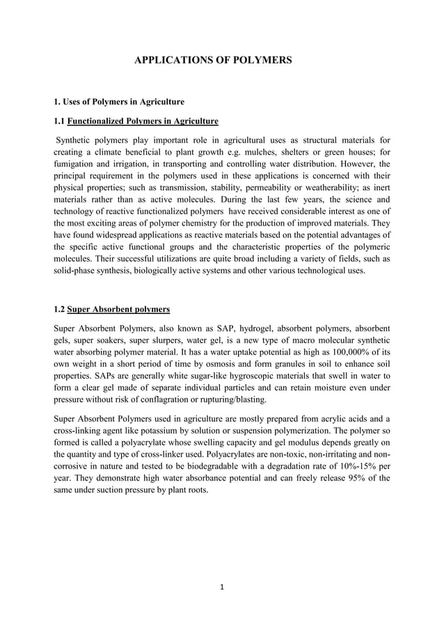 Applications of polymers in everyday life | PDF