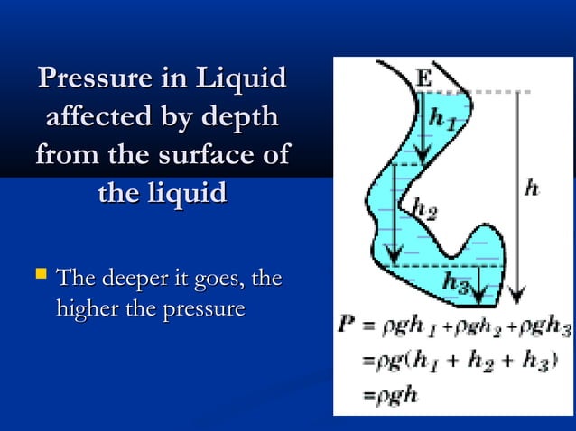 Pressure in liquid | PPT | Physics | Science