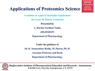 Applications of Proteomics Science | PPTX