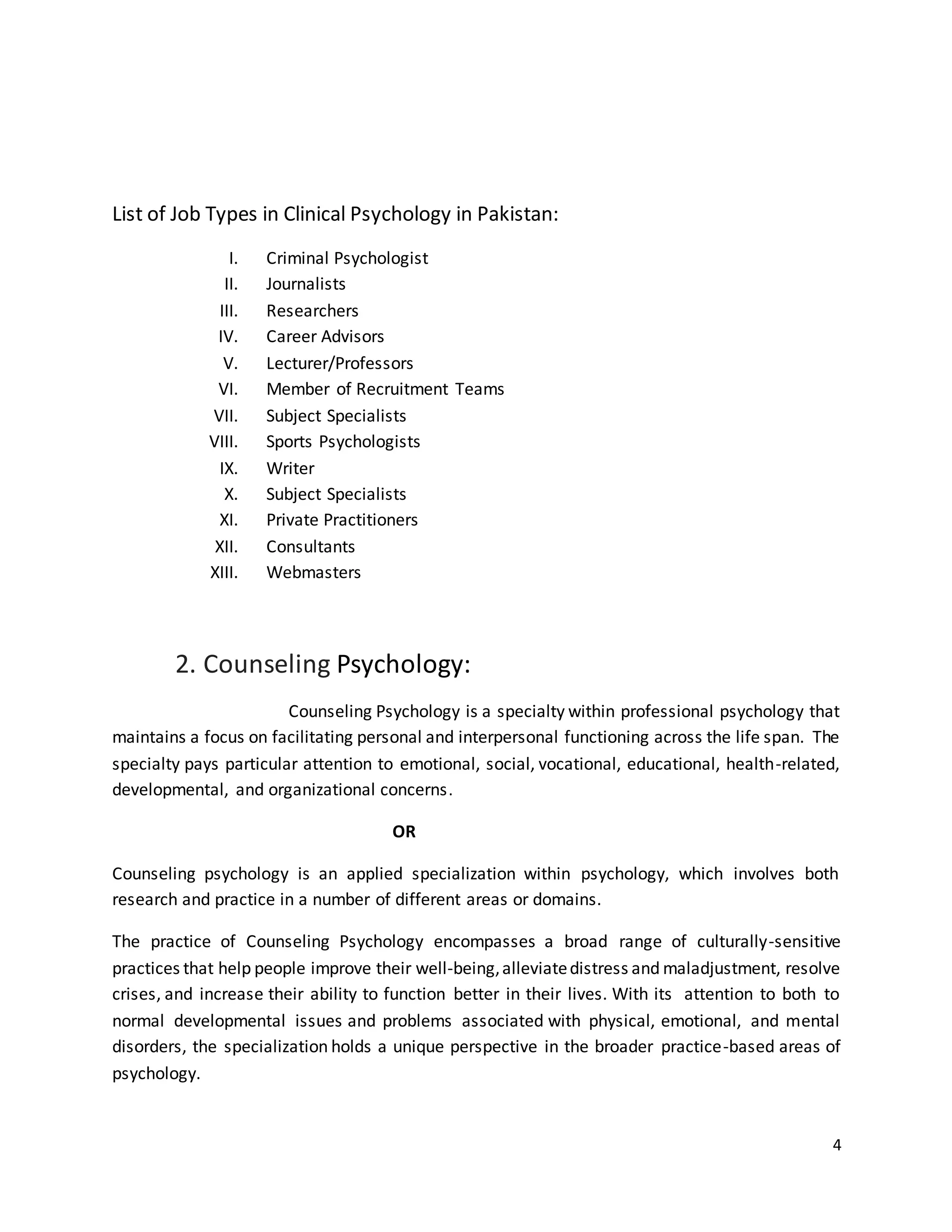 Applications of psychology with reference to pakistan | DOCX