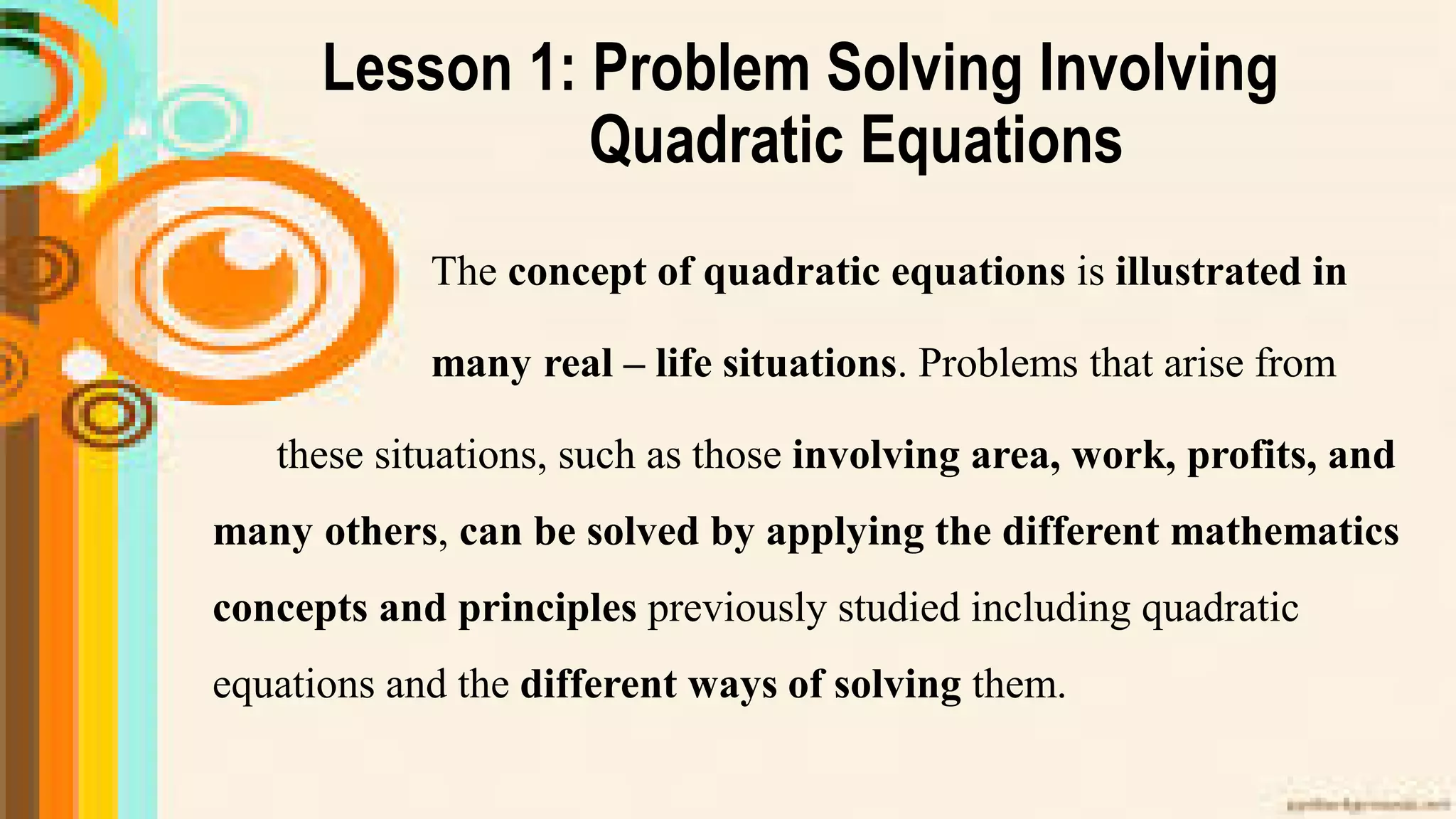 Applications of Quadratic Equations and Rational Algebraic Equations | PDF