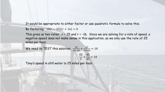 Applications of rational equations powerpoint | PPT