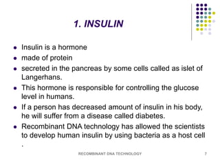 Applications of recombinant dna tech by faiza iqbal | PPT