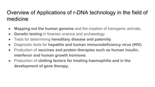 Applications of Recombinant DNA Technology | PDF