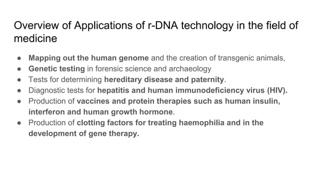Applications of Recombinant DNA Technology | PDF