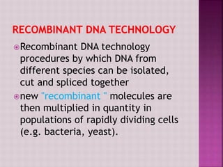 Applications of recombinant dna technology in pharmacy | PPTX