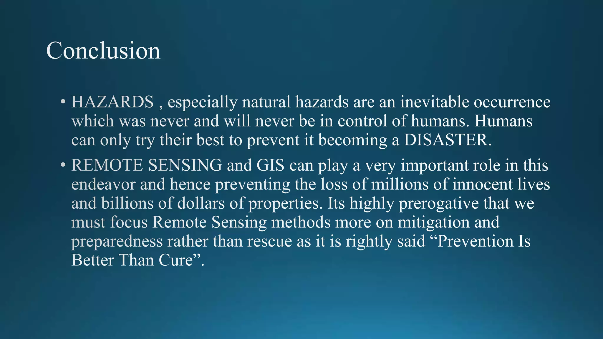 Applications of remote sensing in disaster management | PPTX