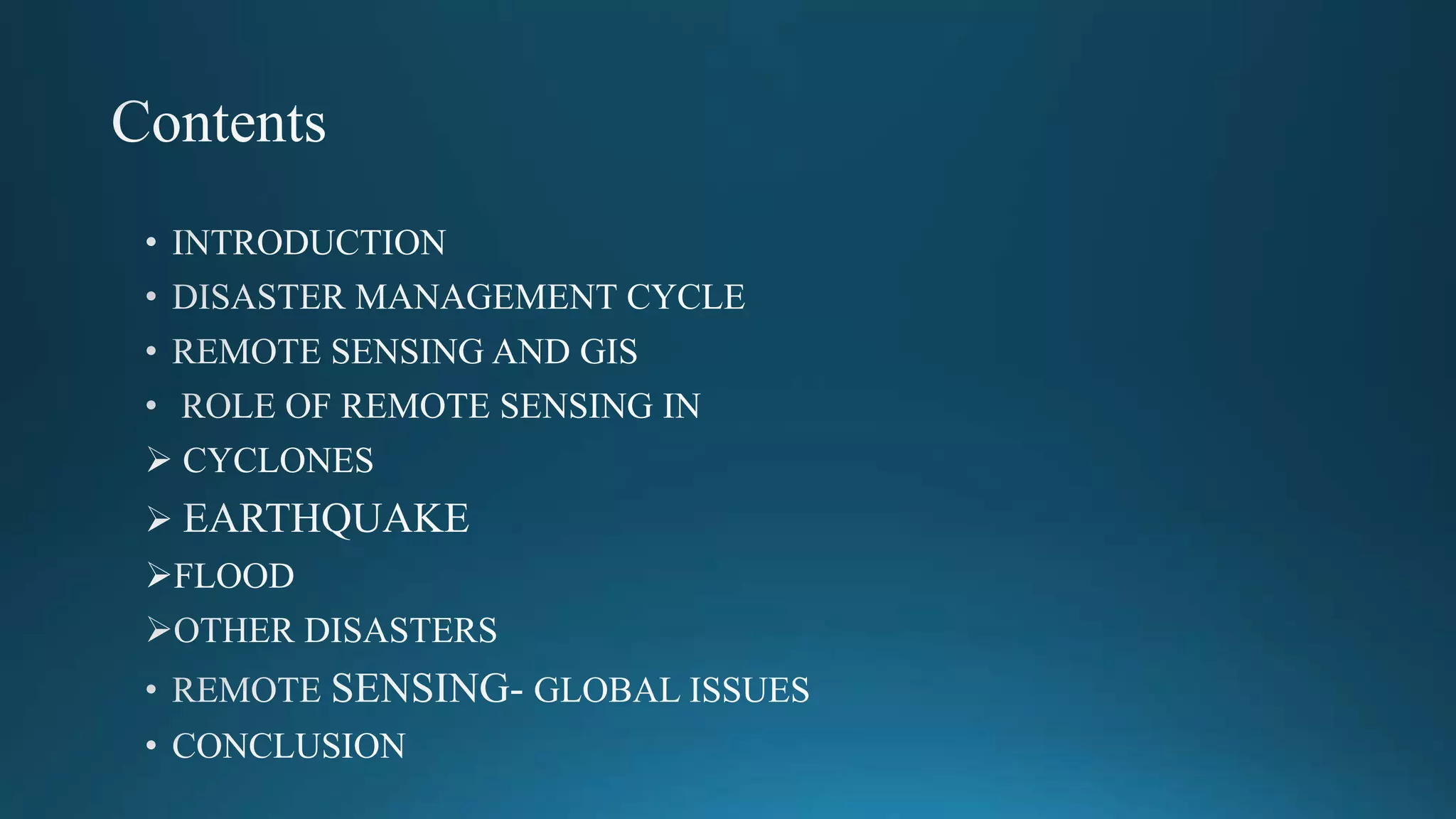 Applications of remote sensing in disaster management | PPTX