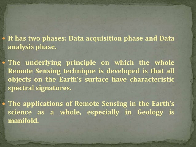 Applications of remote sensing in geological aspects | PPTX | Geography ...