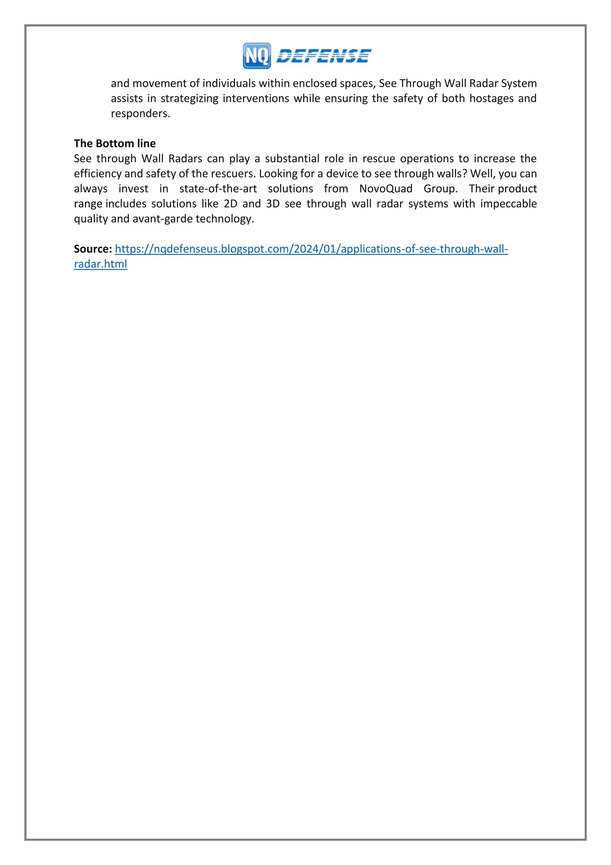 Applications of See-through Wall Radar in Search and Rescue Operations ...