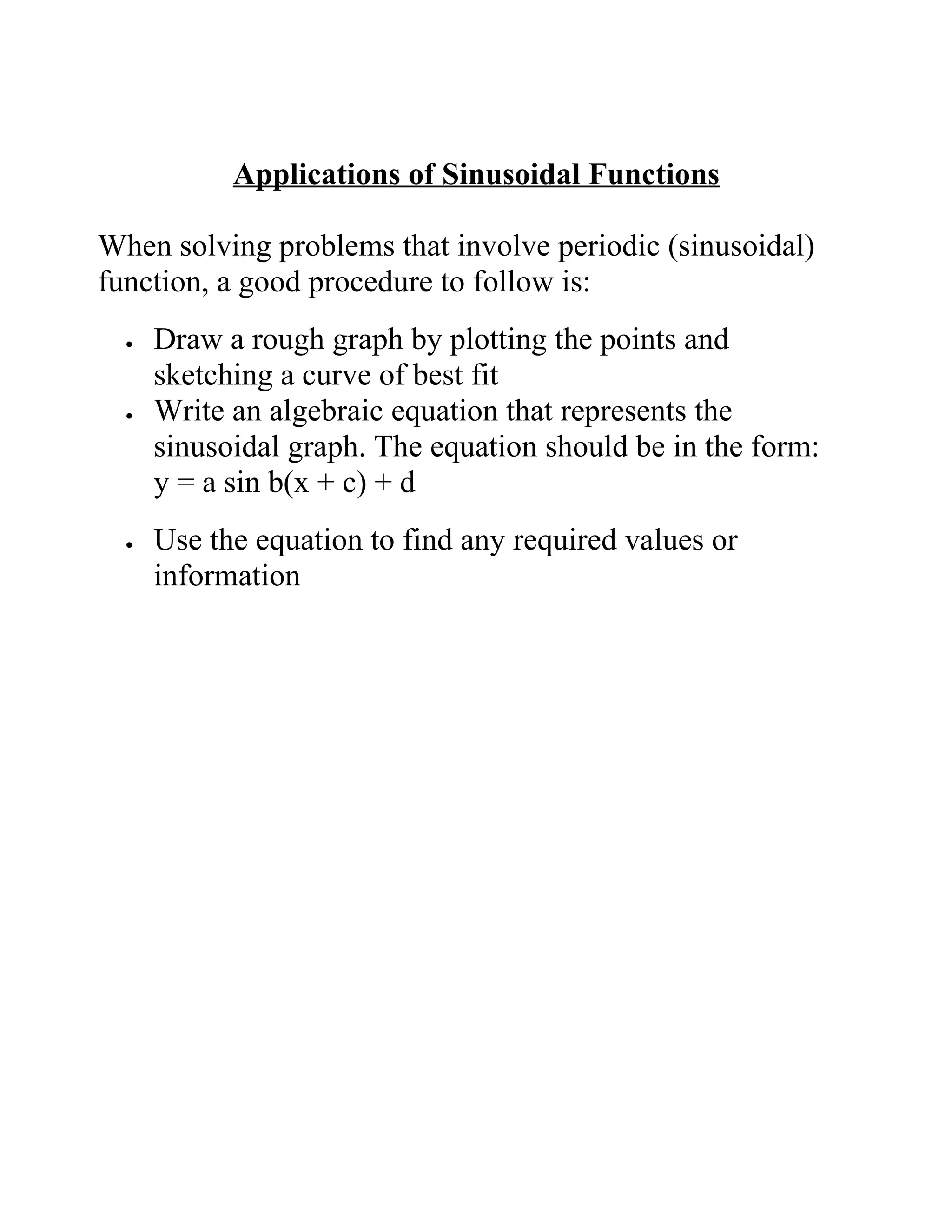 Applications of sinusoidal functions | DOC | Physics | Science