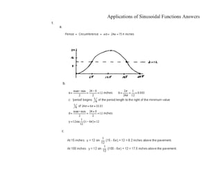 Applications of sinusoidal functions assignment answers | PDF