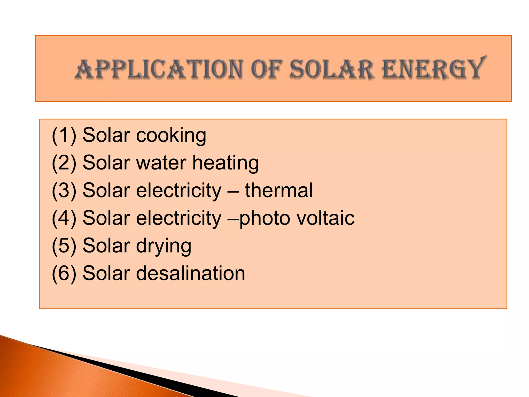 Applications of solar energy | PPTX