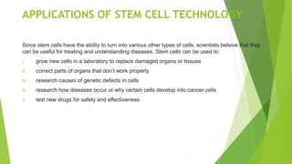 APPLICATIONS OF STEM CELL TECHNOLOGY.pptx