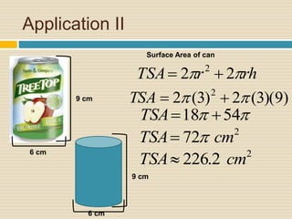 Applications of surface area & volume | PPTX