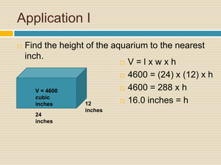 Applications of surface area & volume | PPT
