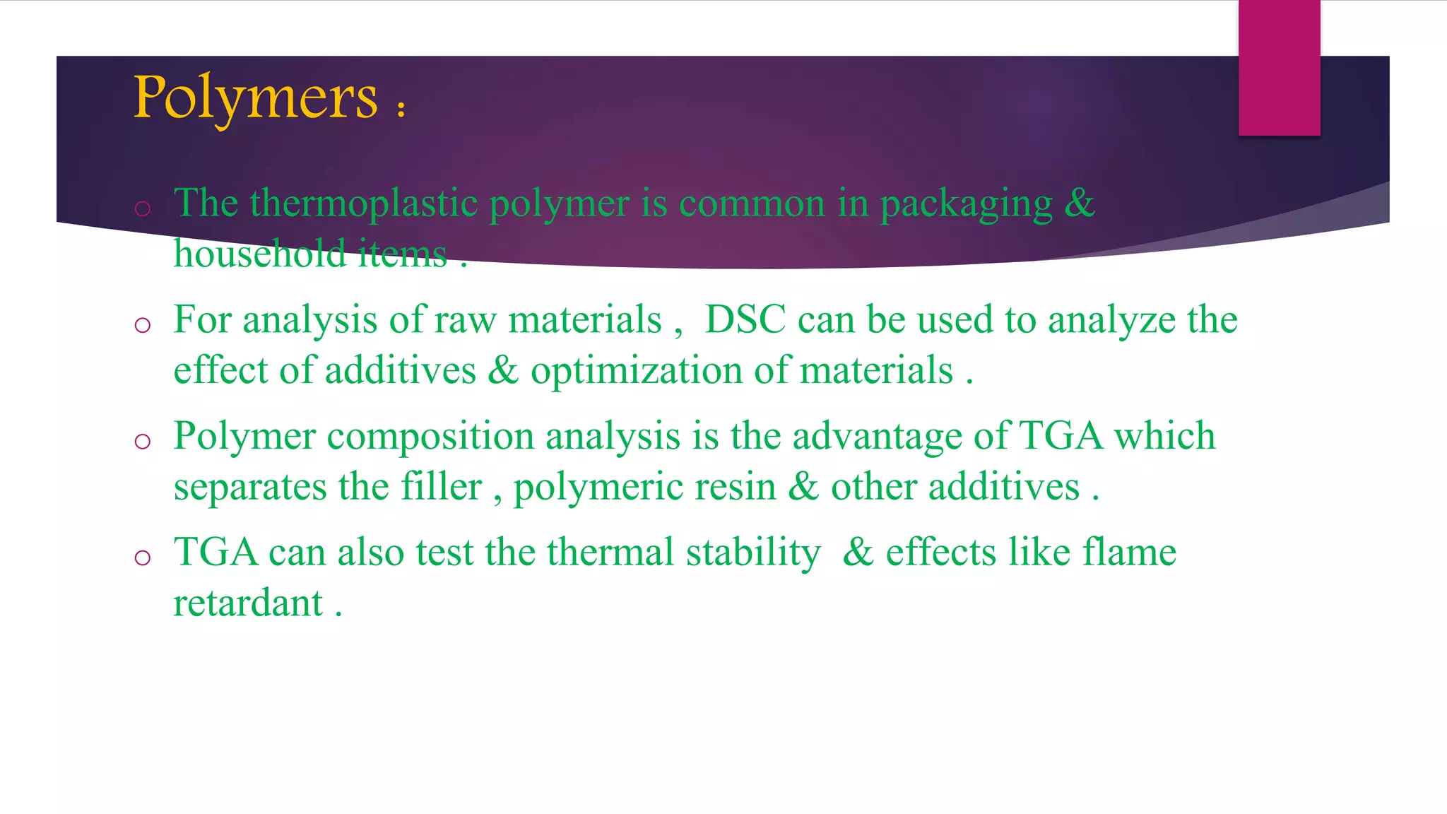 Applications of tga | PPTX