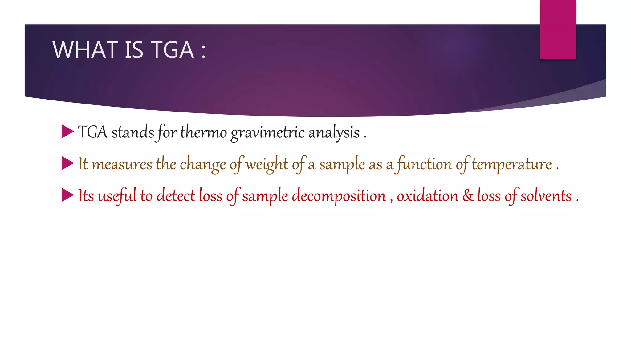 Applications of tga | PPTX