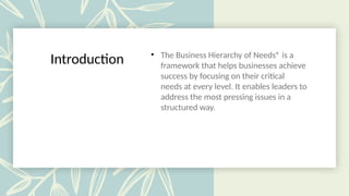 Applications of The Business Hierarchy of Needs® | PPTX