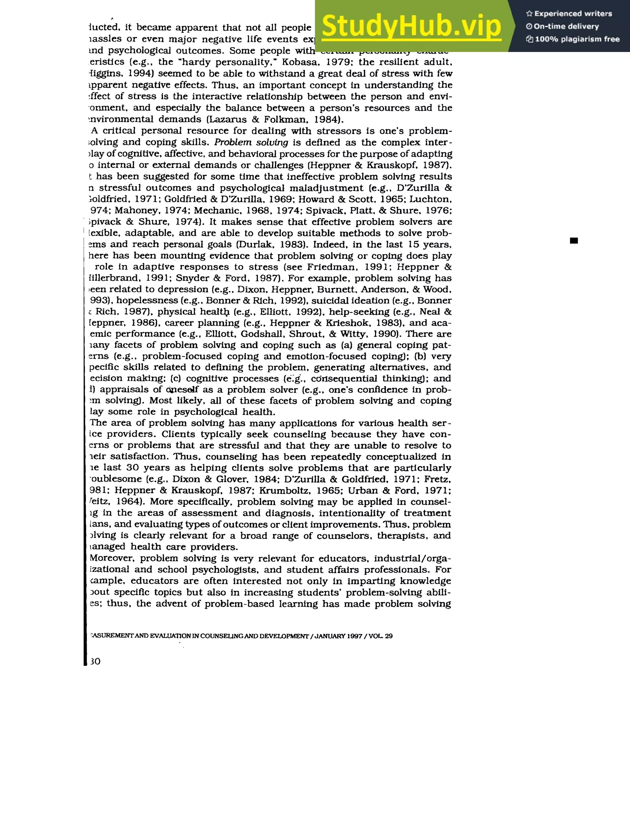 Applications Of The Problem Solving Inventory | PDF