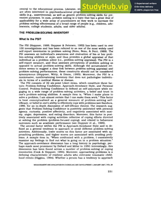 Applications Of The Problem Solving Inventory | PDF