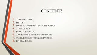Applications of transcriptomice s in modern biotechnology 2 | PPTX