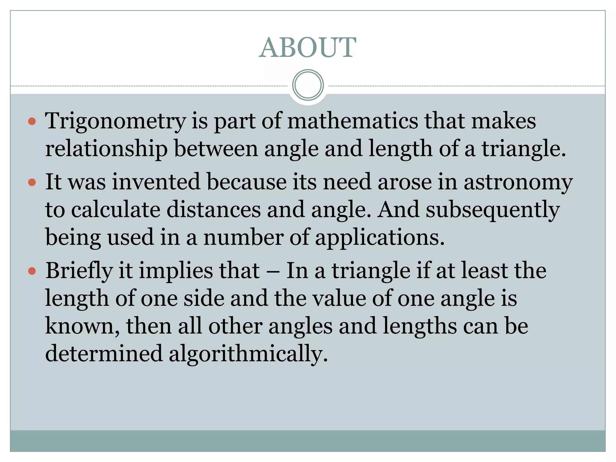 Applications of trigonometry | PPTX