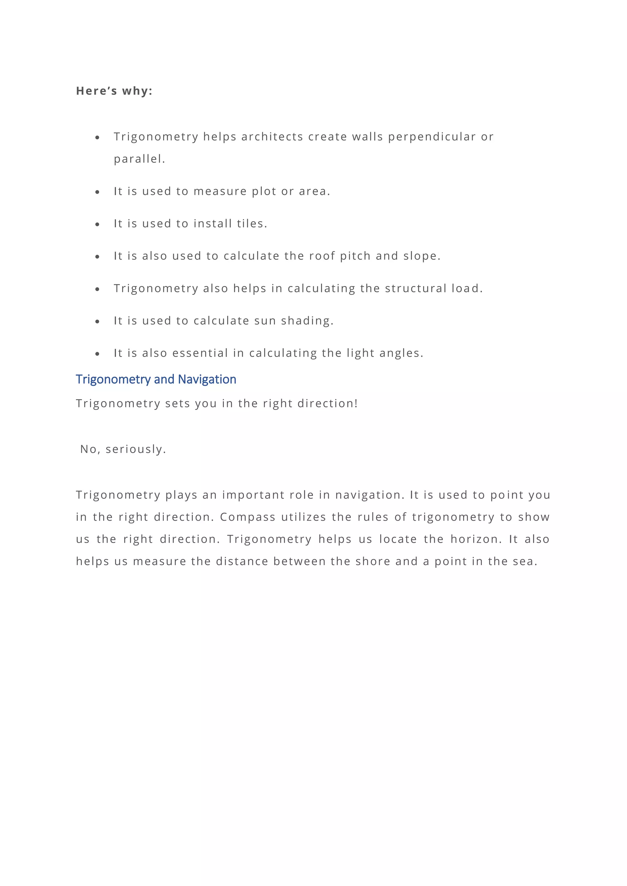 Applications of trigonometry in real life | PDF