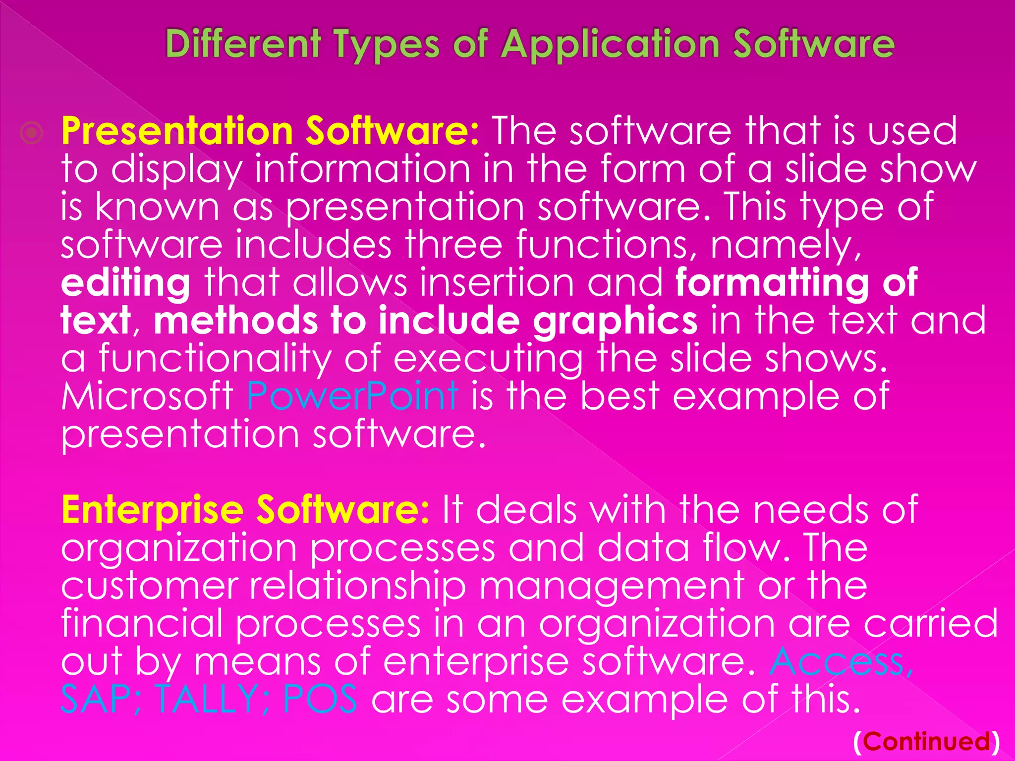 Application software | PPSX | Computer Software and Applications | Computing