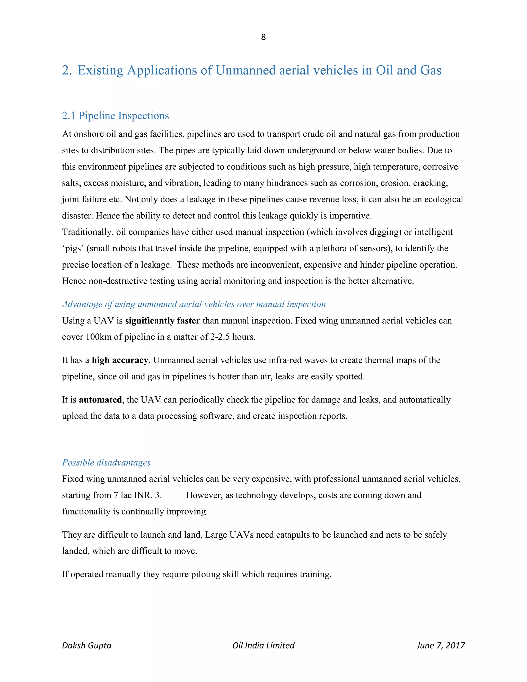Applications of UAVs in the Oil and Gas Industry | PDF