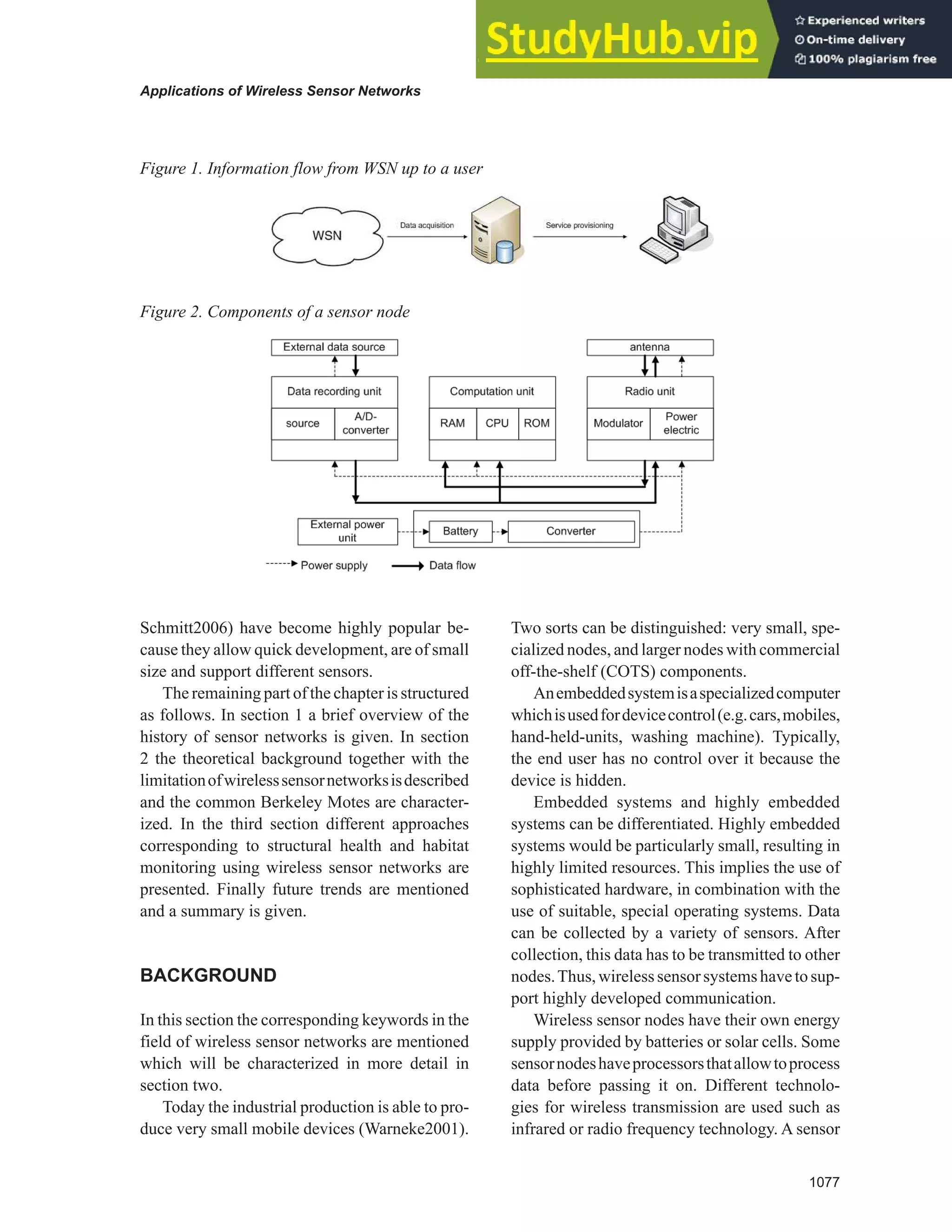 Applications Of Wireless Sensor Networks | PDF