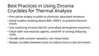 Applications of Zirconia Crucibles in Thermogravimetric Analysis (TGA ...