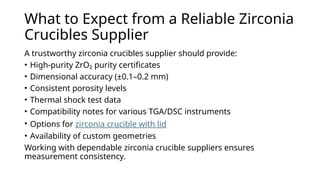 Applications of Zirconia Crucibles in Thermogravimetric Analysis (TGA ...