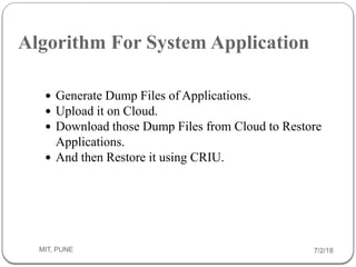 Application state backup and restoration | PPT
