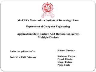 Application state backup and restoration | PPT