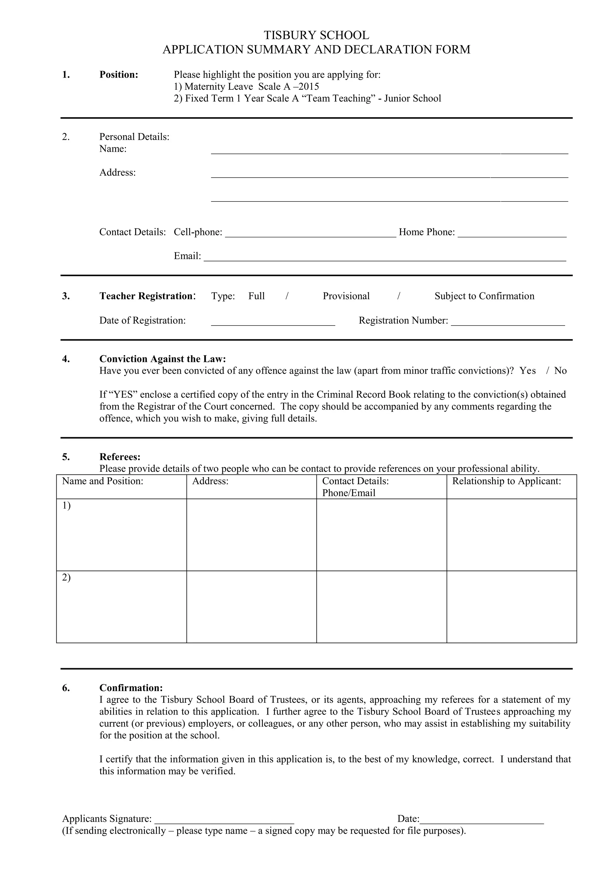 Application summary and declaration 2014 form | PDF