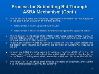 Application supported by blocked amount (ASBA) | PPT
