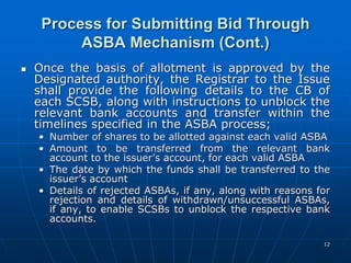 Application supported by blocked amount (ASBA) | PPT