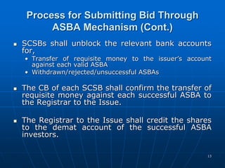 Application supported by blocked amount (ASBA) | PPT
