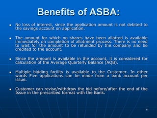 Application supported by blocked amount (ASBA) | PPT