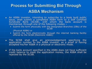 Application supported by blocked amount (ASBA) | PPT